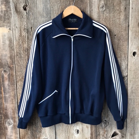 Vintage | Jackets & Coats | Vtg 7s Navy Blue Royal Style Track Jacket ...